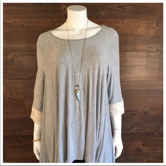 Altar'd State | Tops | Altars State Grey Float Tunic With Crochet ...